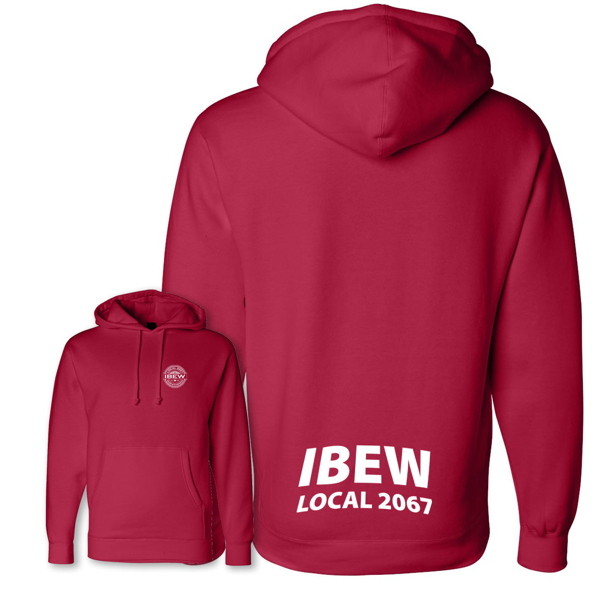 Heavyweight IBEW Local 2067 Hoodie Red Wheat Logo